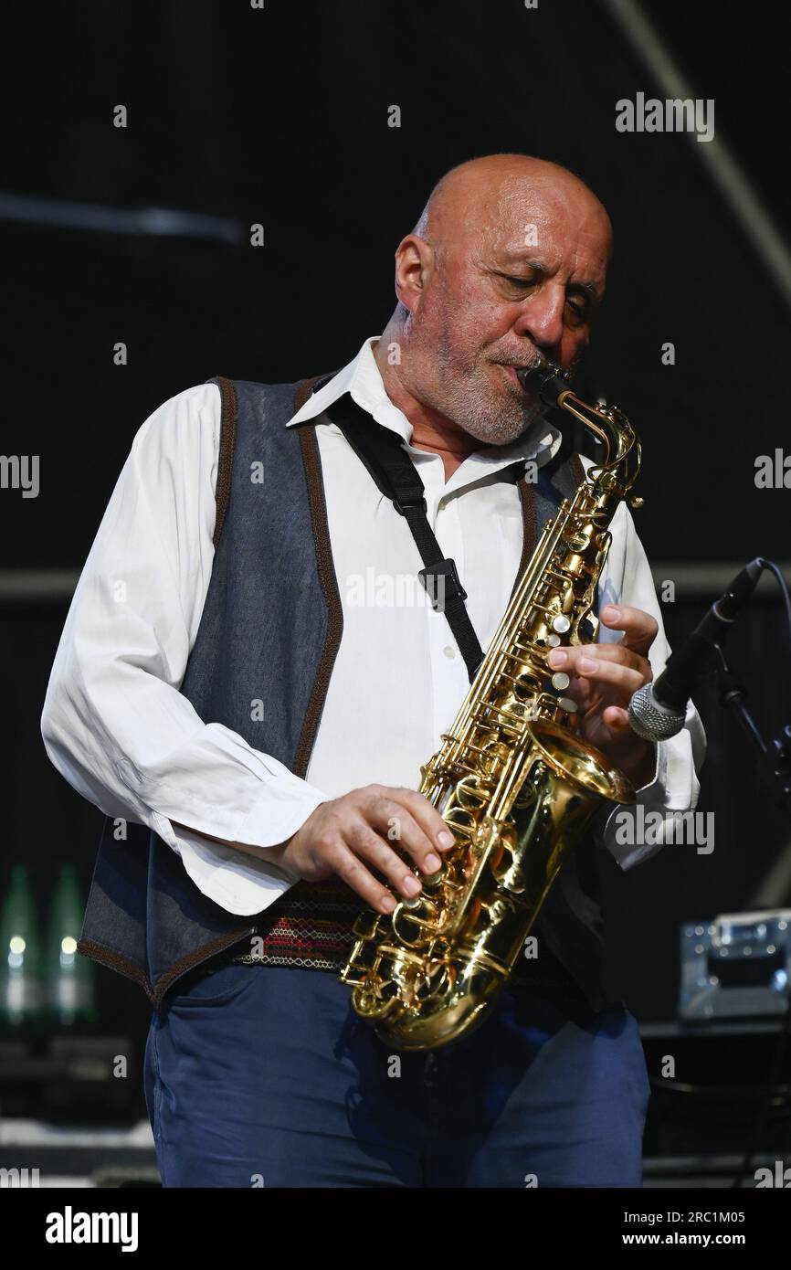Stojan Dimov during The Goran Bregovic Wedding and Funeral Band during ...