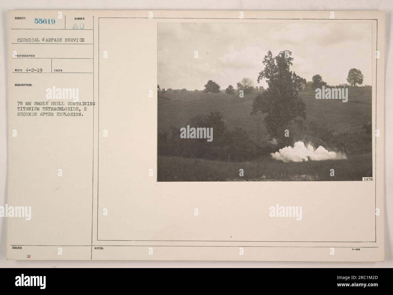 Photograph taken by a Chemical Warfare Service photographer, showing a ...