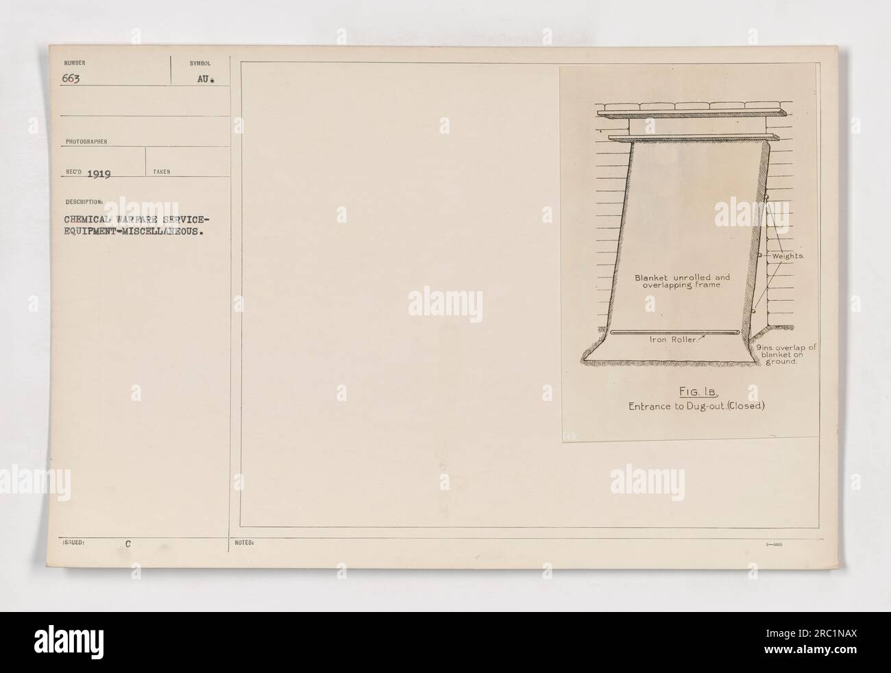 Drawing of a dugout in the Chemical Warfare Service during World War I ...
