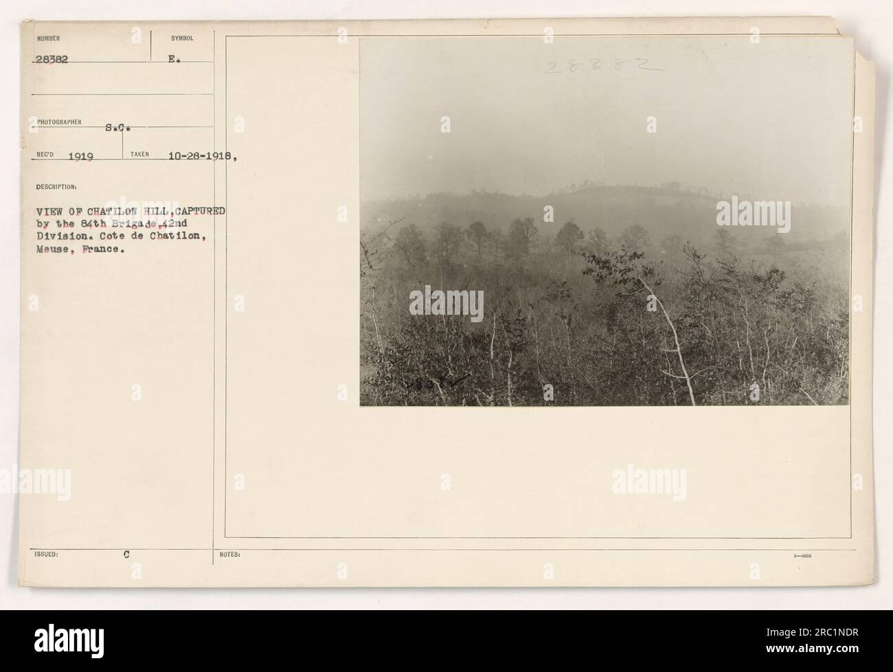 Soldiers from the 84th Brigade, 42nd Division, stand atop Châtillon ...