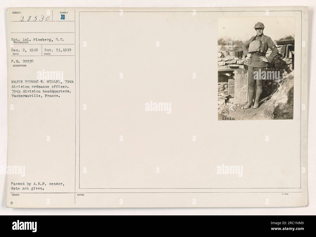 "Major Thomas W. Miller, the 79th division ordnance officer, at 79th ...