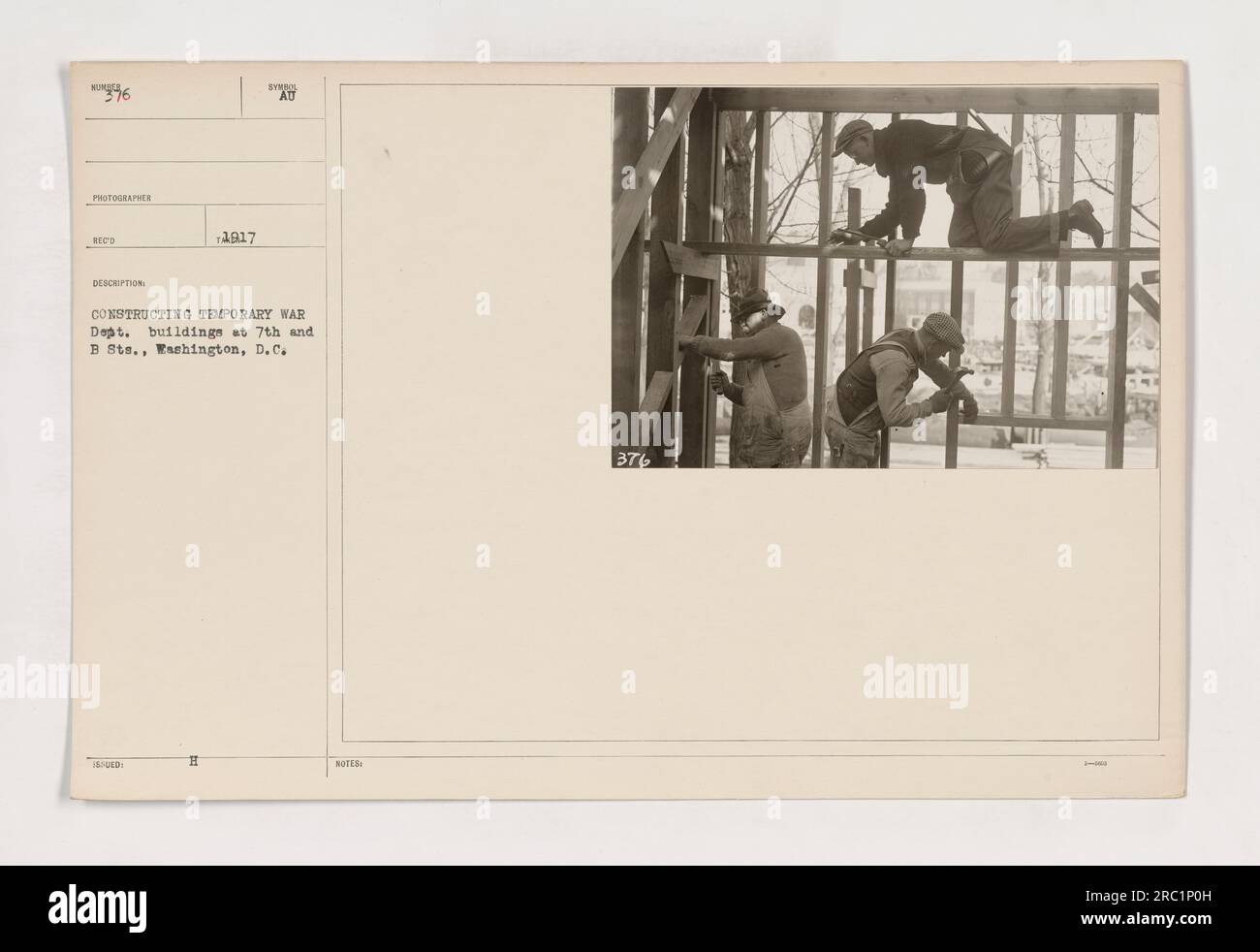 Construction of temporary War Department building at 7th and B Streets ...