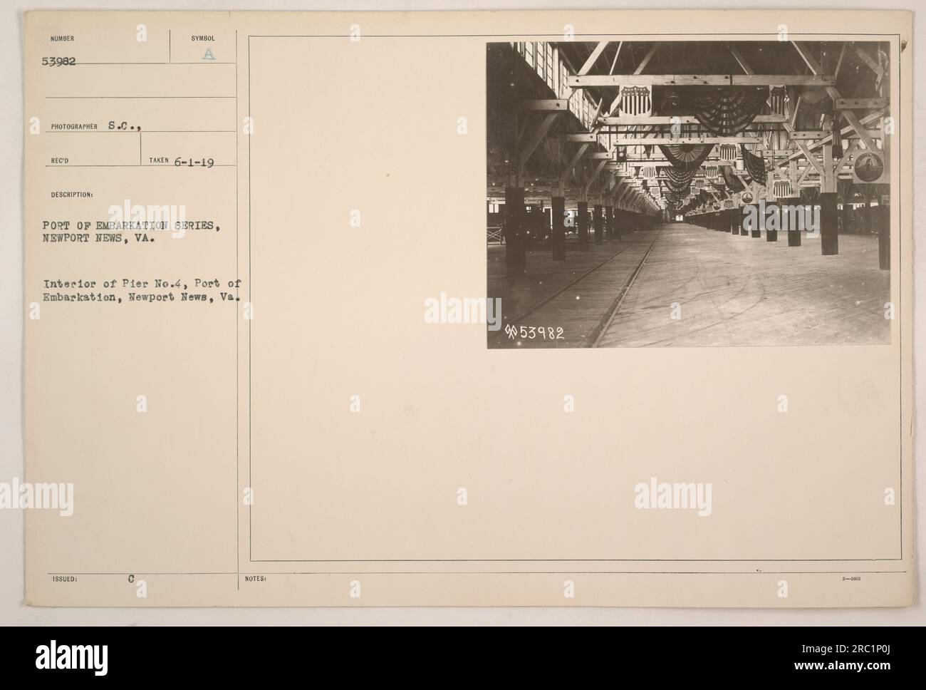 Interior view of Pier No. 4 at the Port of Embarkation in Newport News ...