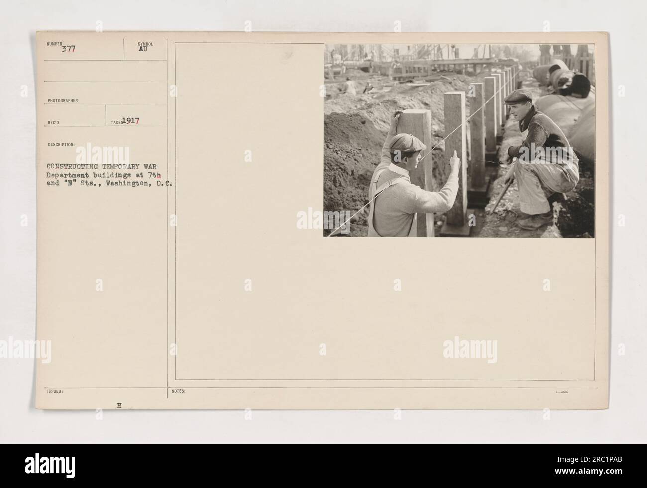 Construction of temporary War Department building at 7th and B Streets ...