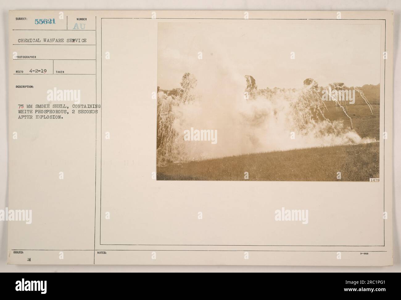 A 75mm smoke shell containing white phosphorous is captured in this ...