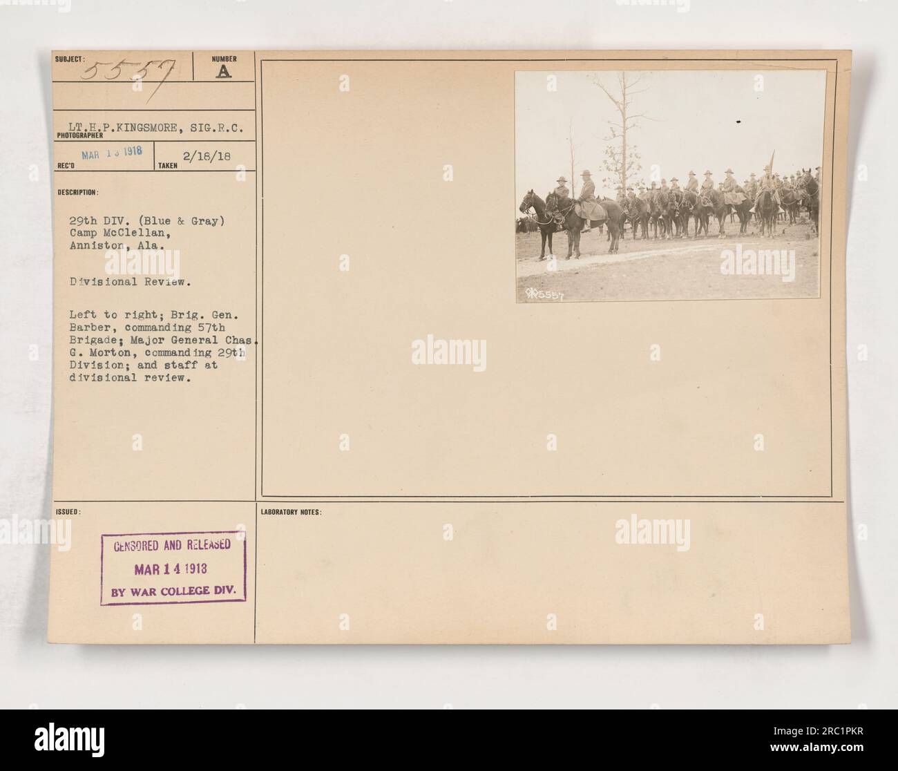 Caption: "Brig. Gen. Barber, commanding 57th Brigade; Major General ...