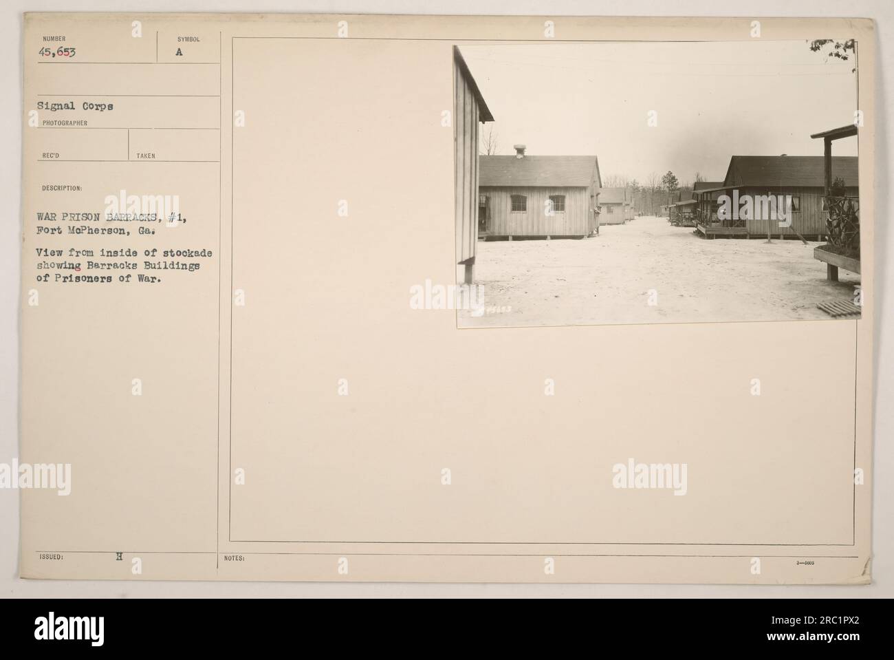 This image depicts the war prison barracks at Fort McPherson in Georgia ...