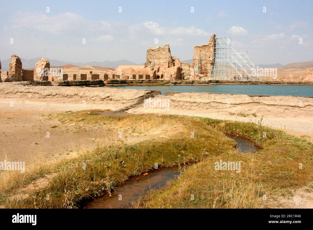 The lake at the Takht-e Soleyman World Heritage Site near Takab, Iran ...