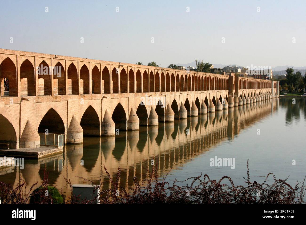 The Si-o-se Pol (bridge) spans the Zayandeh Rud in Isfahan, Iran, with ...