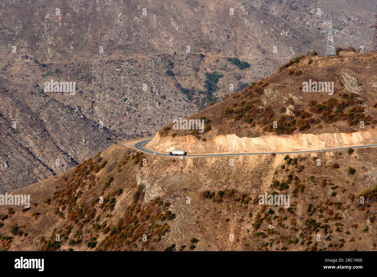 Truck on the pass road between Moghri and Kapan, Armenia Stock Photo ...