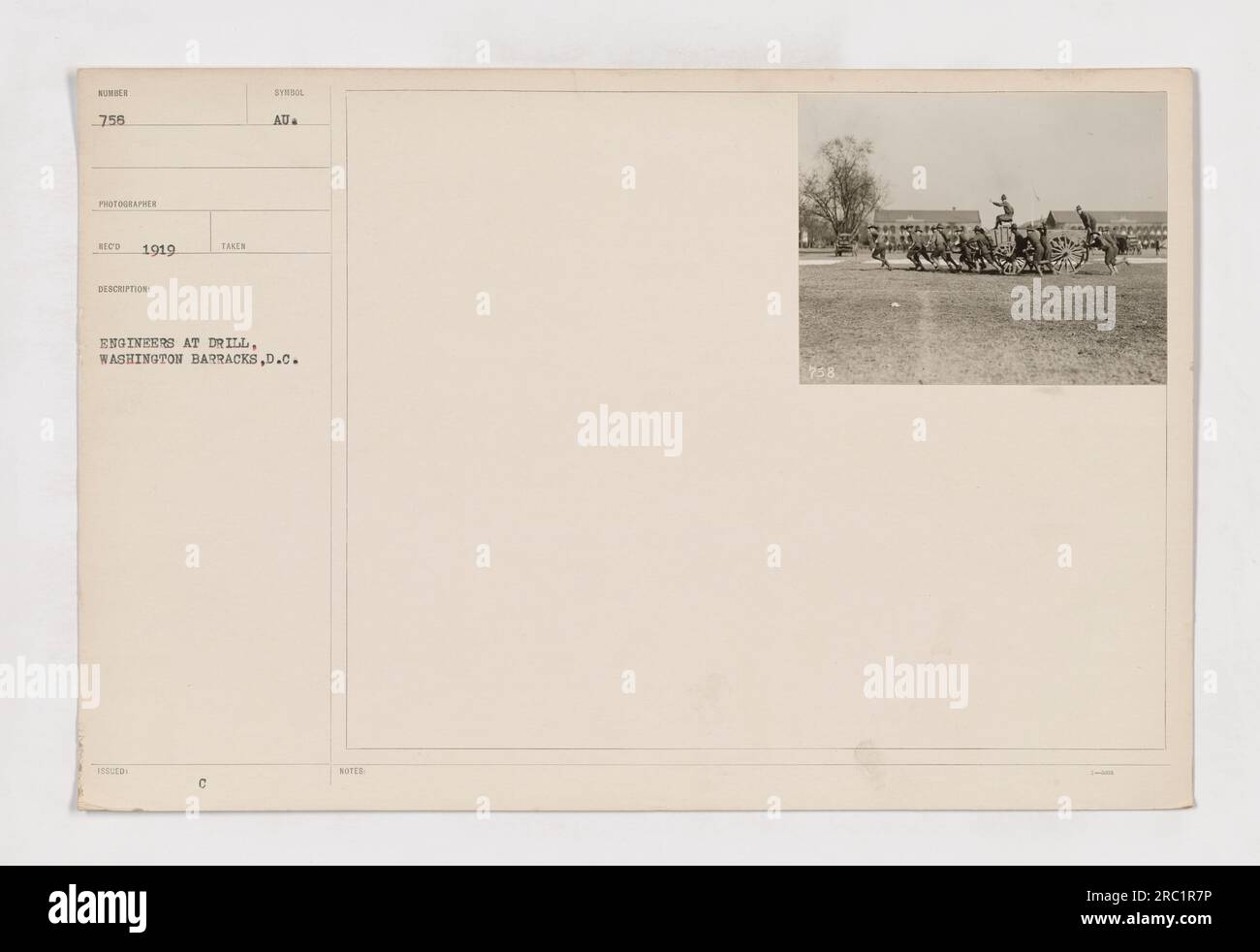 Engineers participating in drills at Washington Barracks, D.C. in 1919 ...