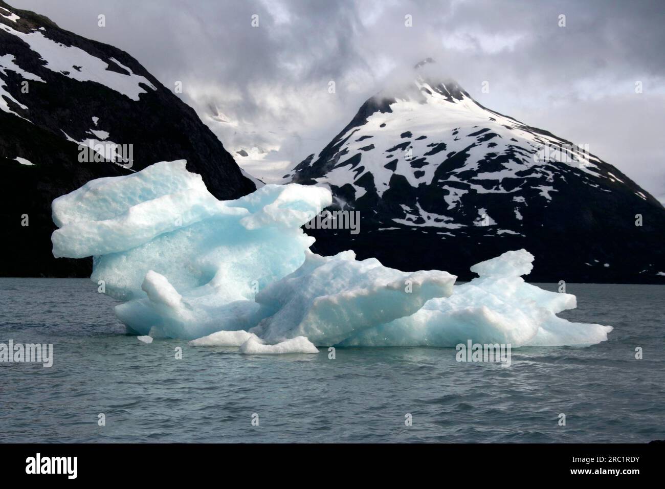 Ice of the Portage Glacier floating in the water, Alaska, USA Stock ...