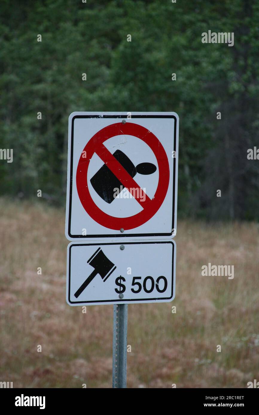 Road sign on the Alaska Highway, Yukon Territory, Canada Stock Photo ...