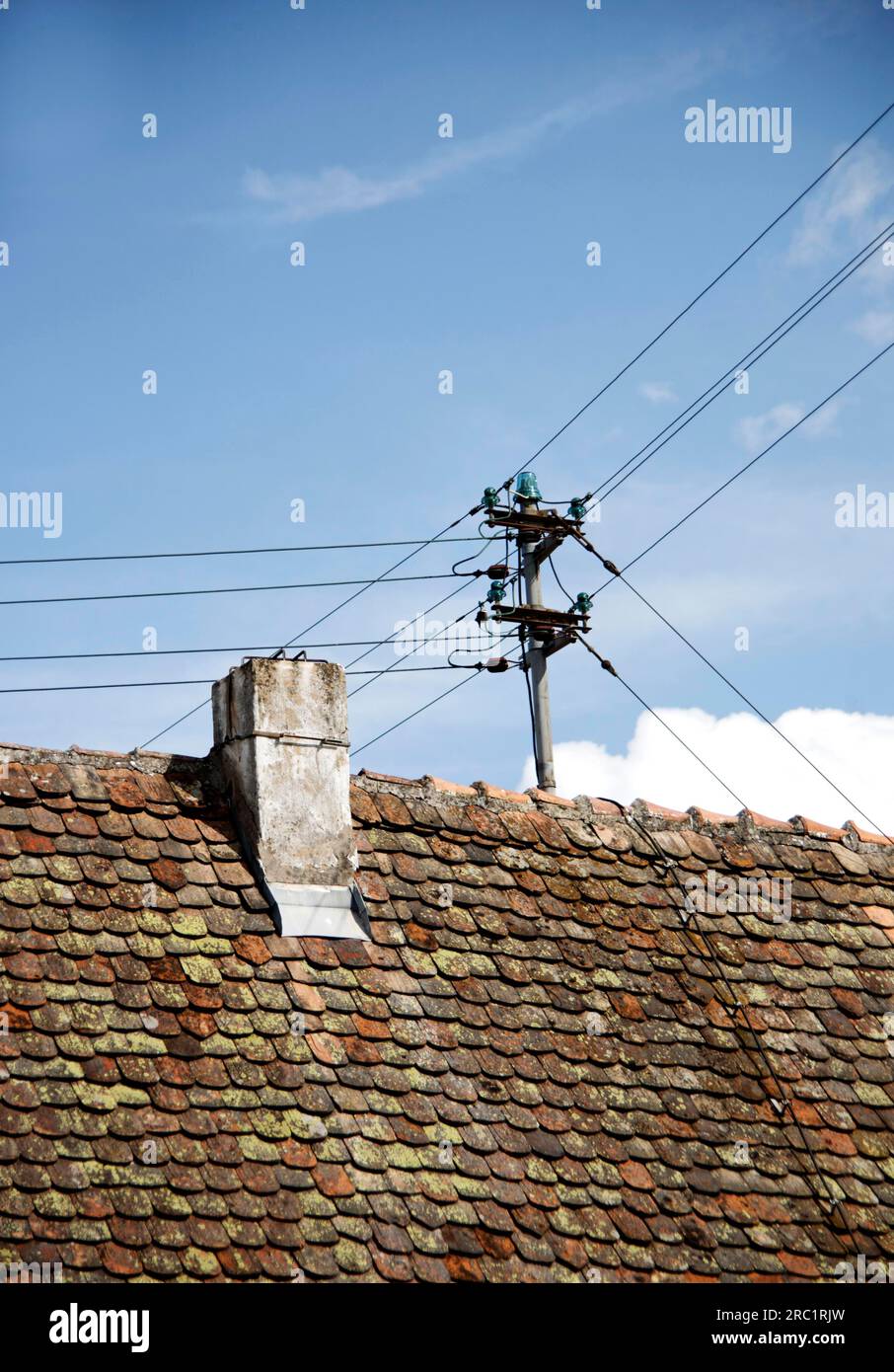 Old roof electric pole hi-res stock photography and images - Alamy