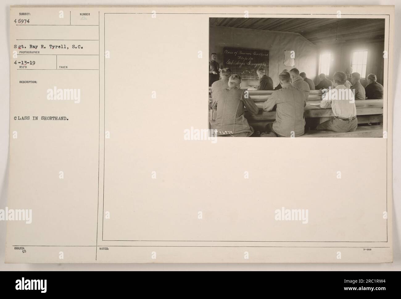 "Sergeant Ray R. Tyrell, from the Signal Corps, attending a shorthand ...