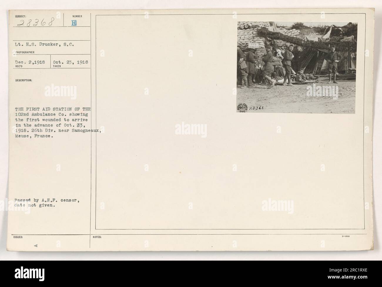 "First Aid Station of the 102nd Ambulance Co., showing the first ...