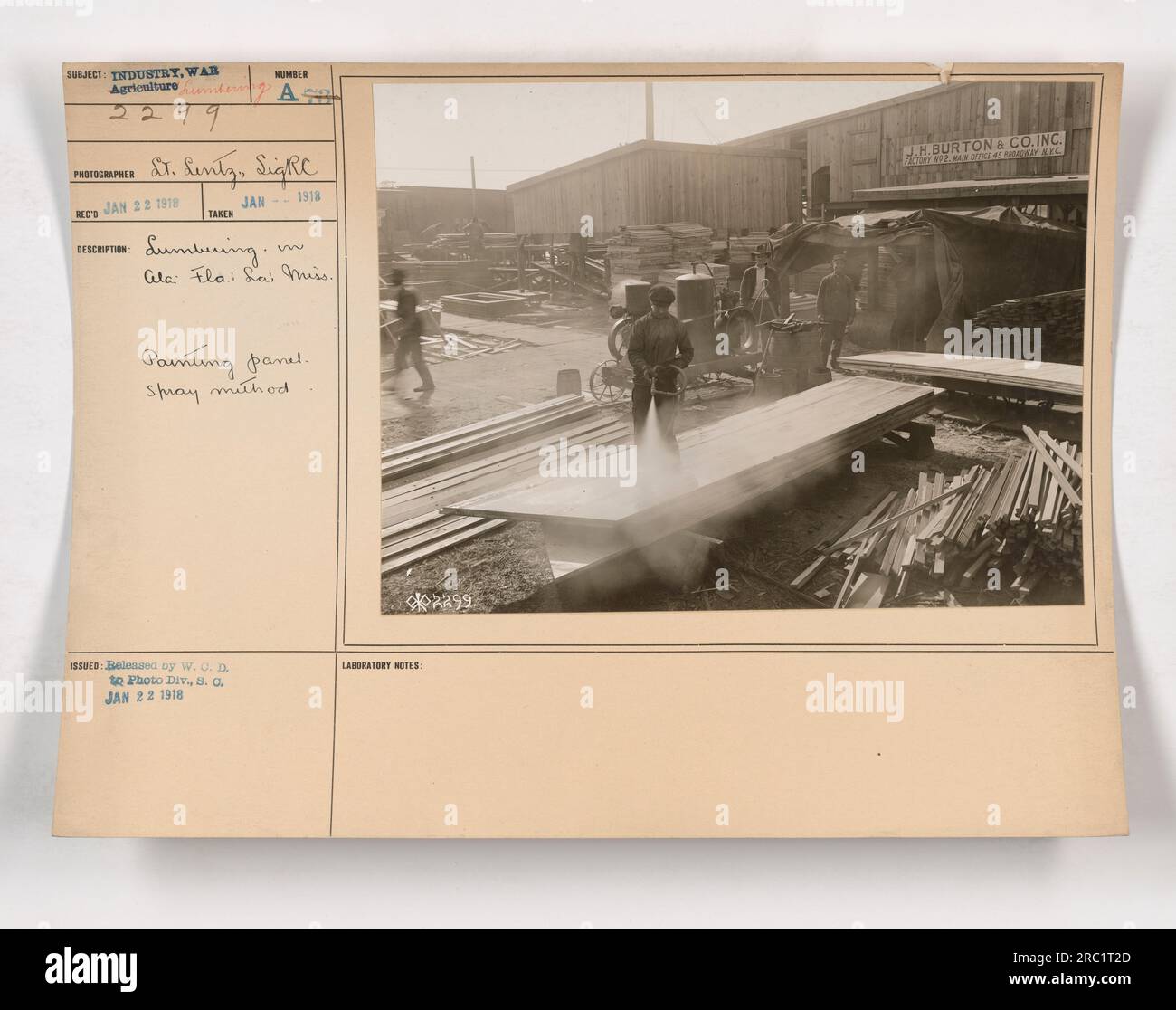 Soldiers using the painting panel spray method during lumbering ...
