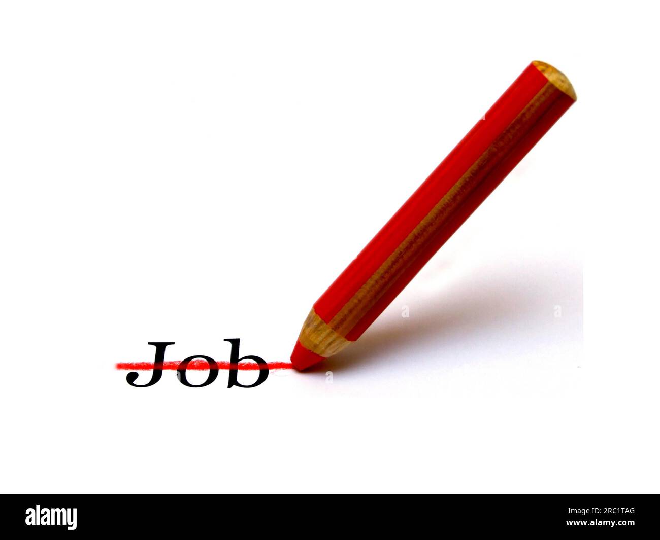 Job cut with a red pencil Stock Photo - Alamy