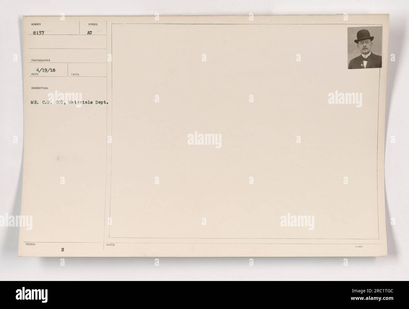 Captured image shows Mr. C.B. Cox from the Materials Department ...