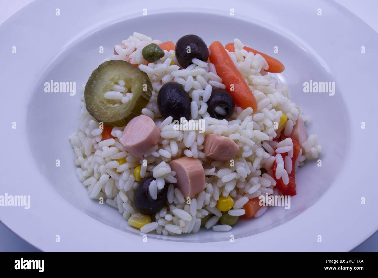Cold rice salad. Concept of healthy summer food Stock Photo - Alamy