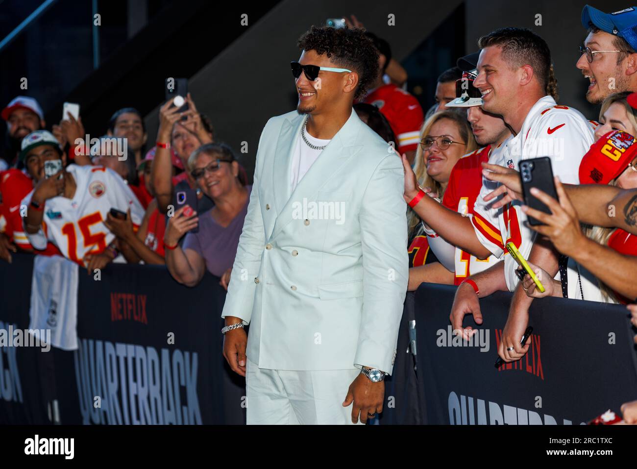 Kansas City Chiefs quarterback Patrick Mahomes arrives for the premiere ...