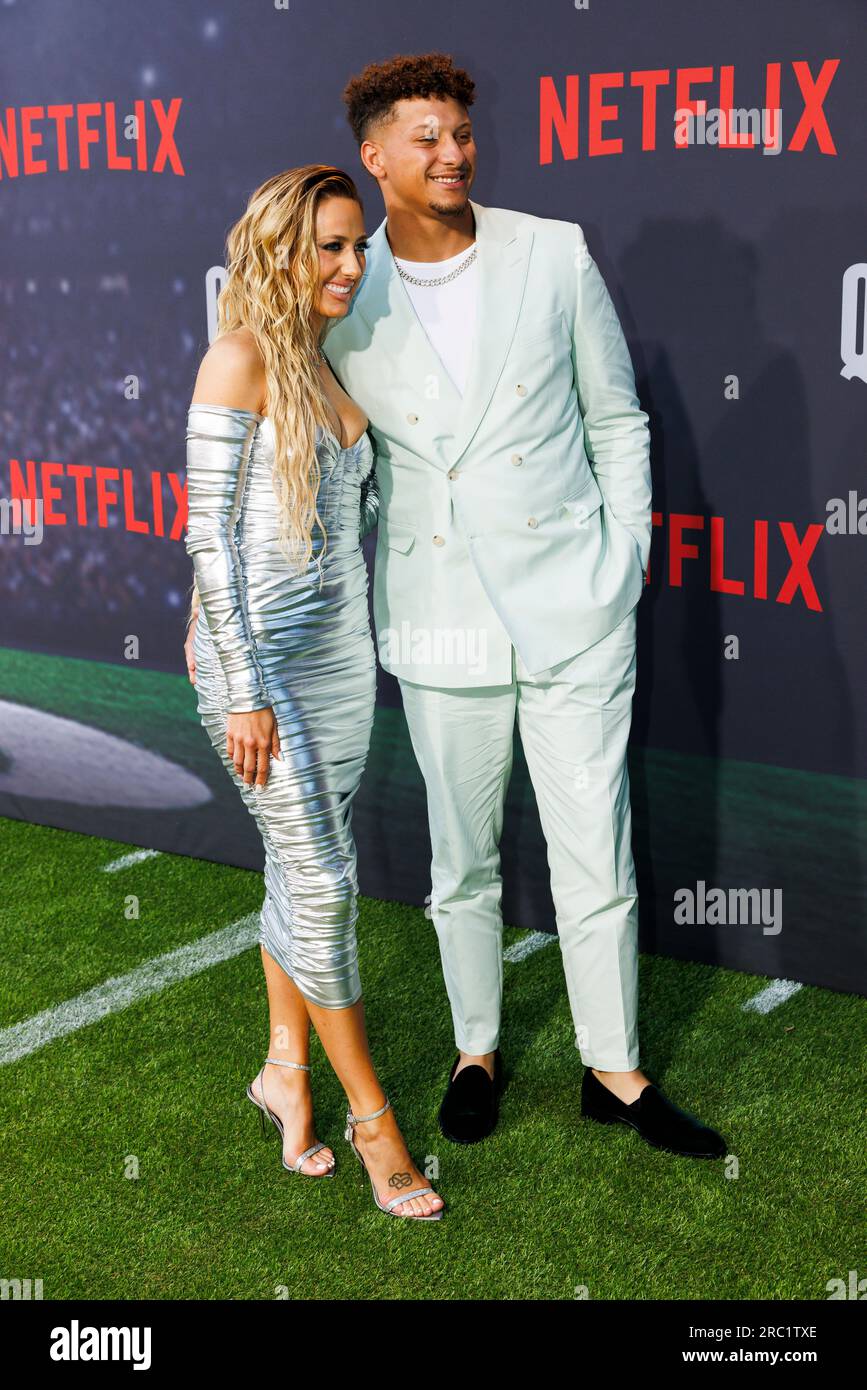 Kansas City Chiefs quarterback Patrick Mahomes arrives with his wife ...