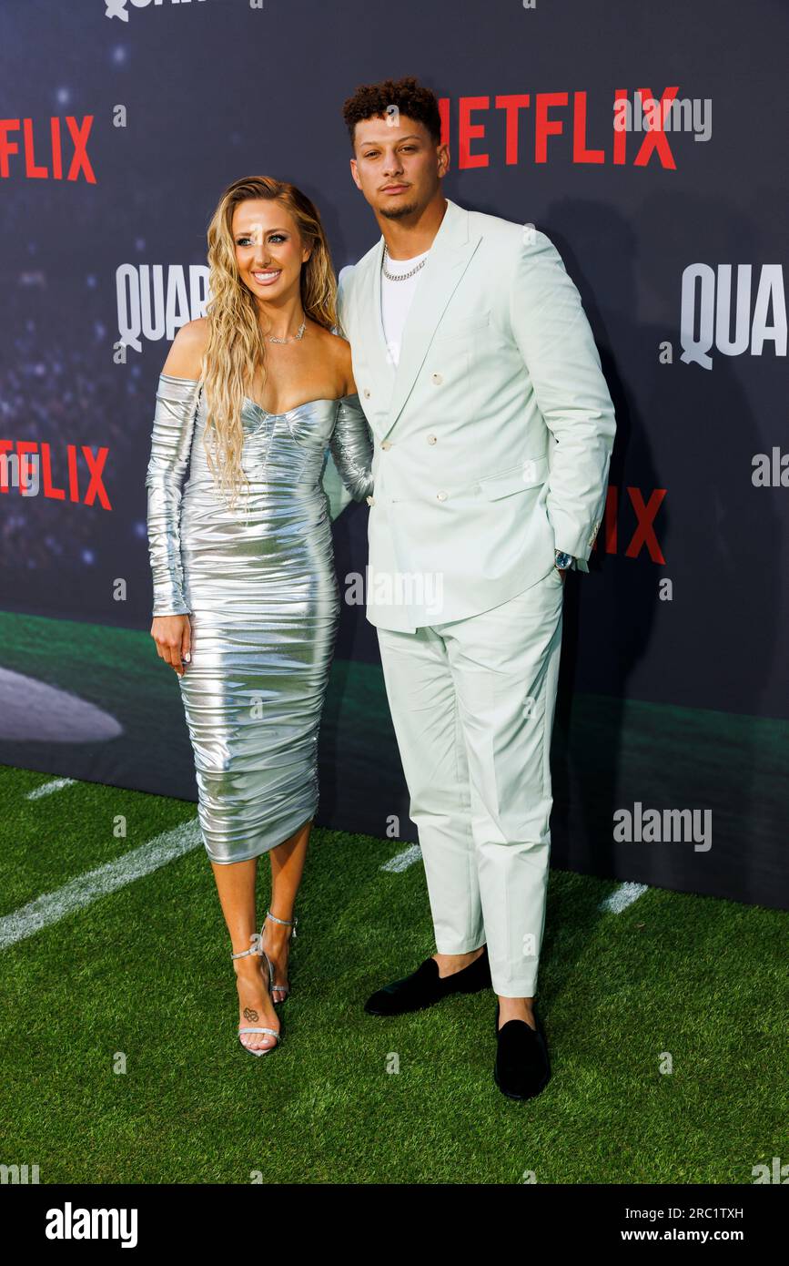 Kansas City Chiefs quarterback Patrick Mahomes arrives with his wife ...