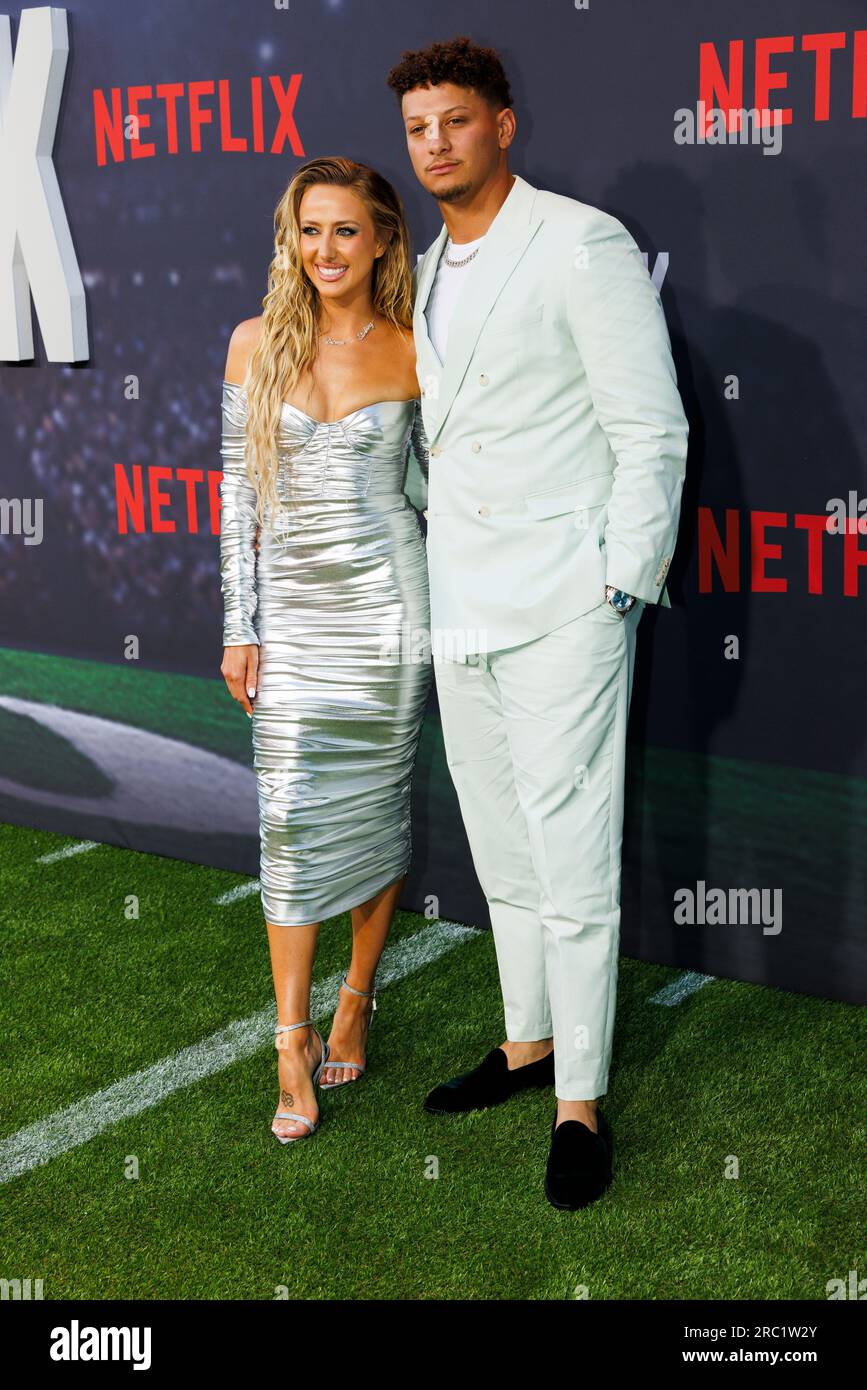 Kansas City Chiefs quarterback Patrick Mahomes arrives with his wife ...