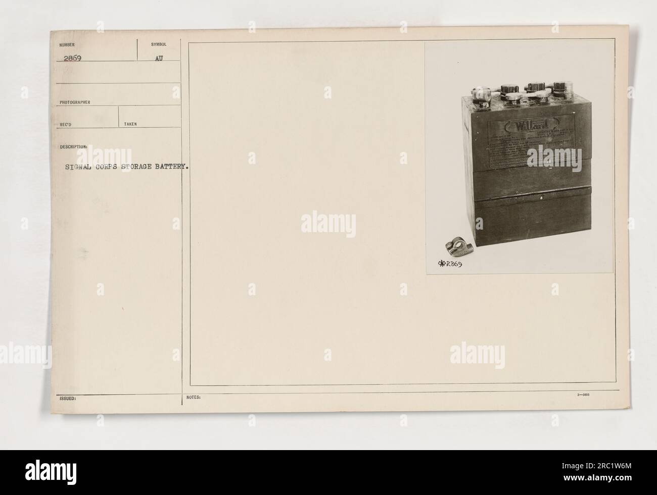 Signal Corps Storage Battery photo taken by Winger, assigned the symbol ...