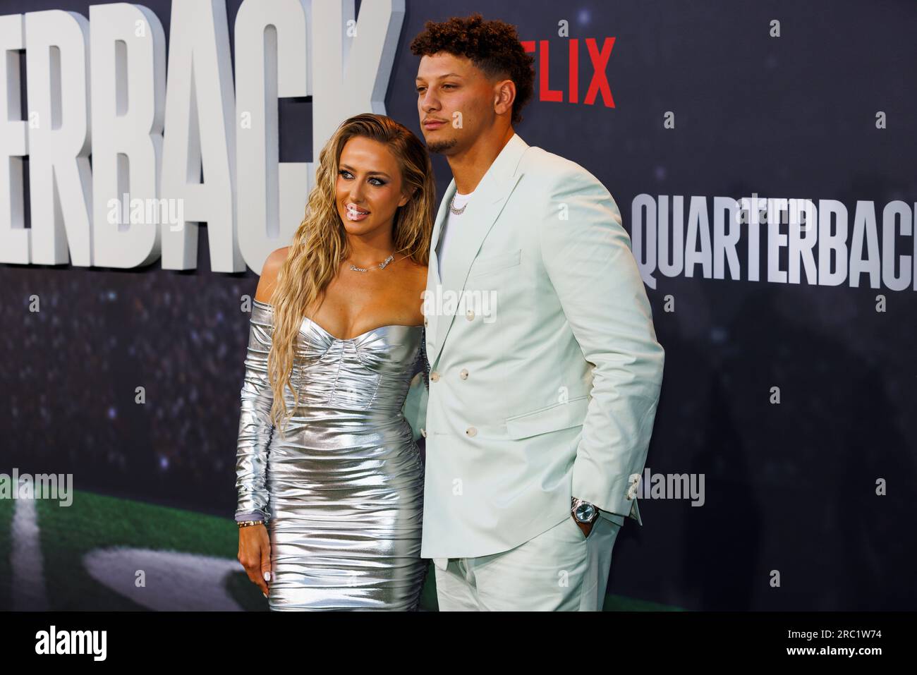 Kansas City Chiefs quarterback Patrick Mahomes arrives with his wife ...