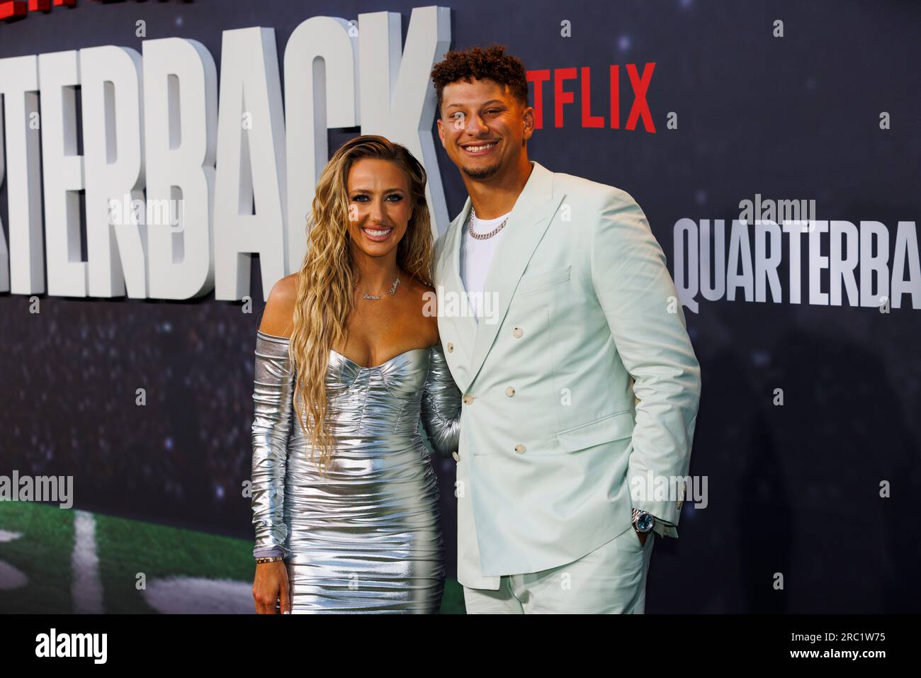 Kansas City Chiefs quarterback Patrick Mahomes arrives with his wife ...