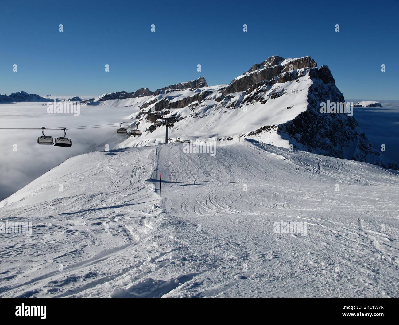 Beautiful ski slopes in the Titlis ski area, mountains Stock Photo - Alamy