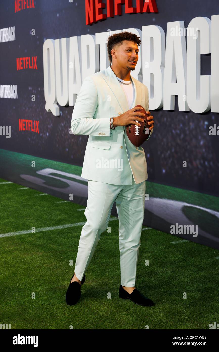 Kansas City Chiefs quarterback Patrick Mahomes arrives for the premiere ...