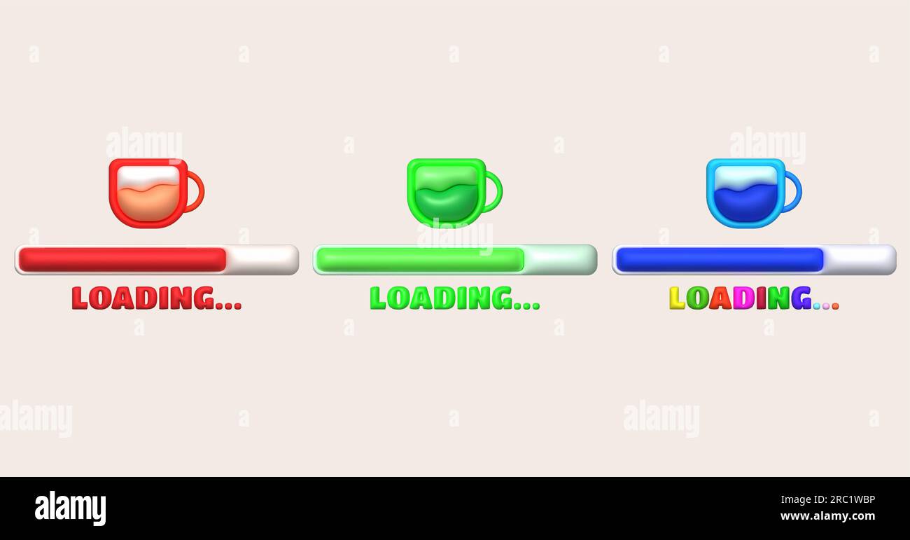 Loading Bar And Progress Visualization In The Form Of Coffee Mugs Loading Status Collection Web