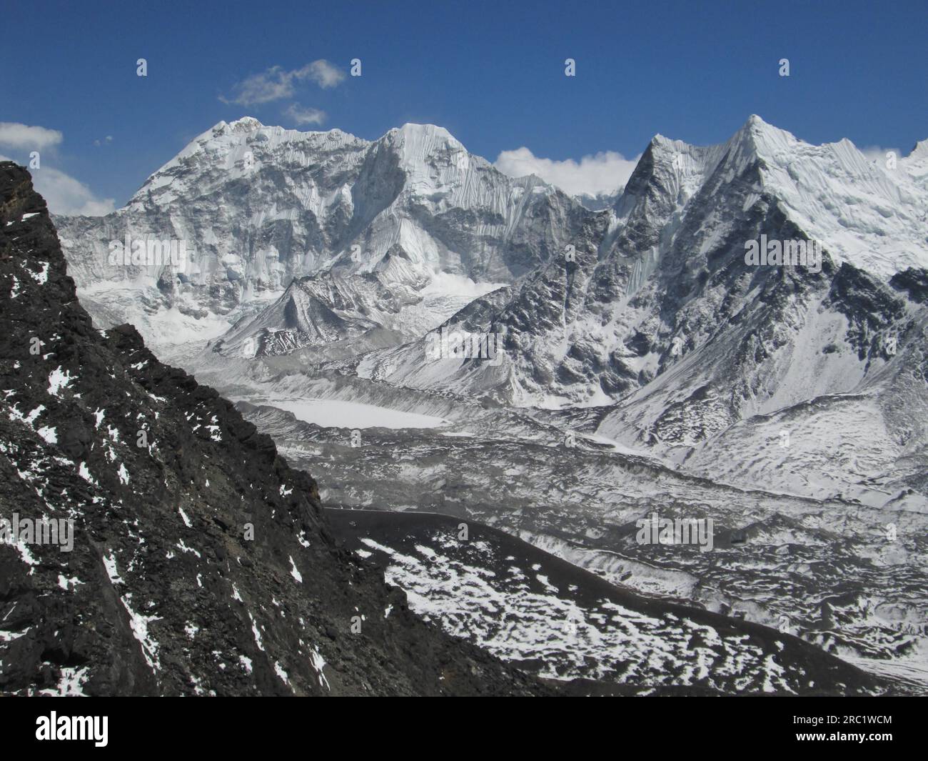 Frozen lake Imja Tsho, glacier and high mountains Stock Photo - Alamy