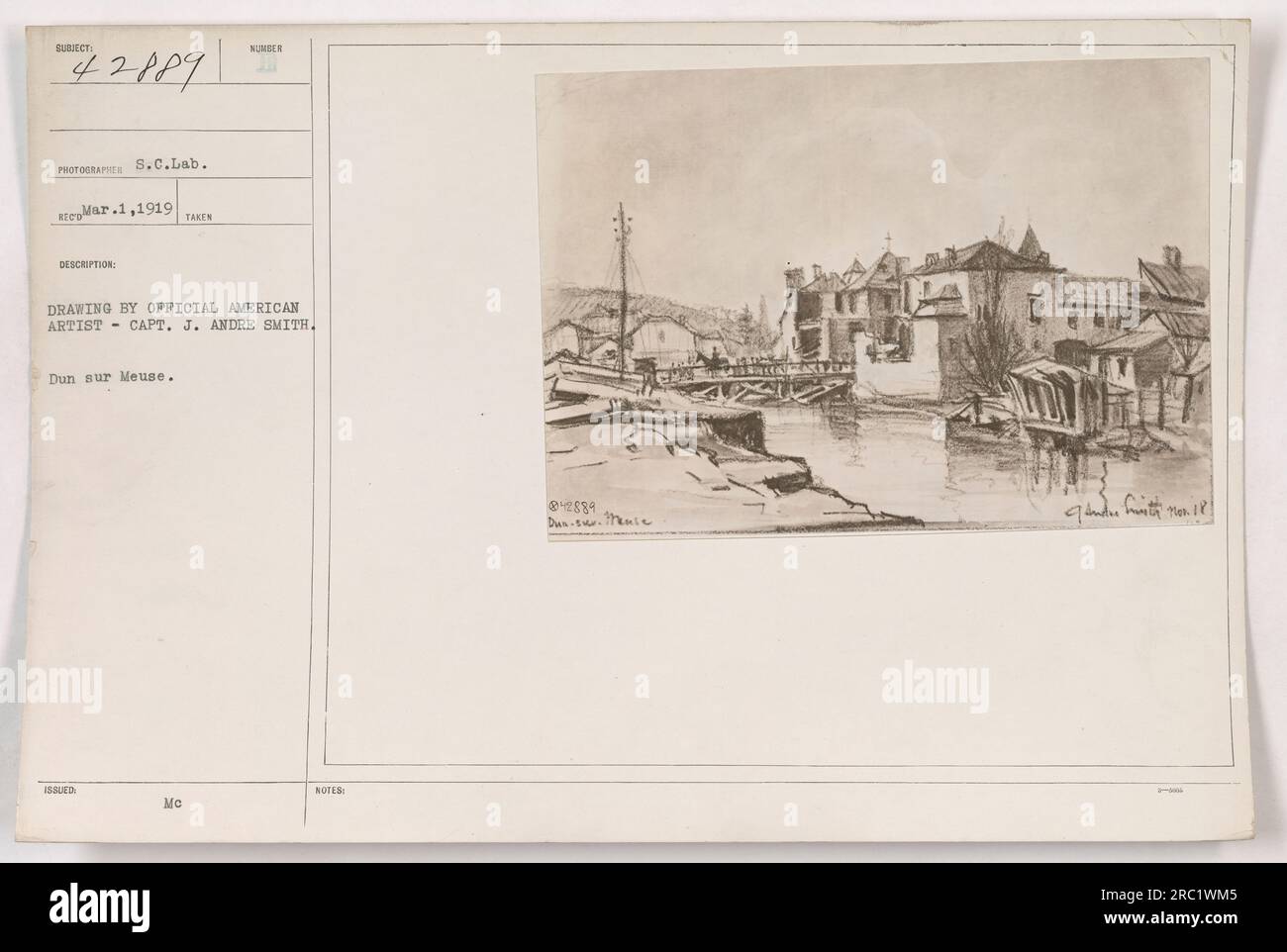 "Drawing by official American artist Captain J. Andre Smith depicting ...