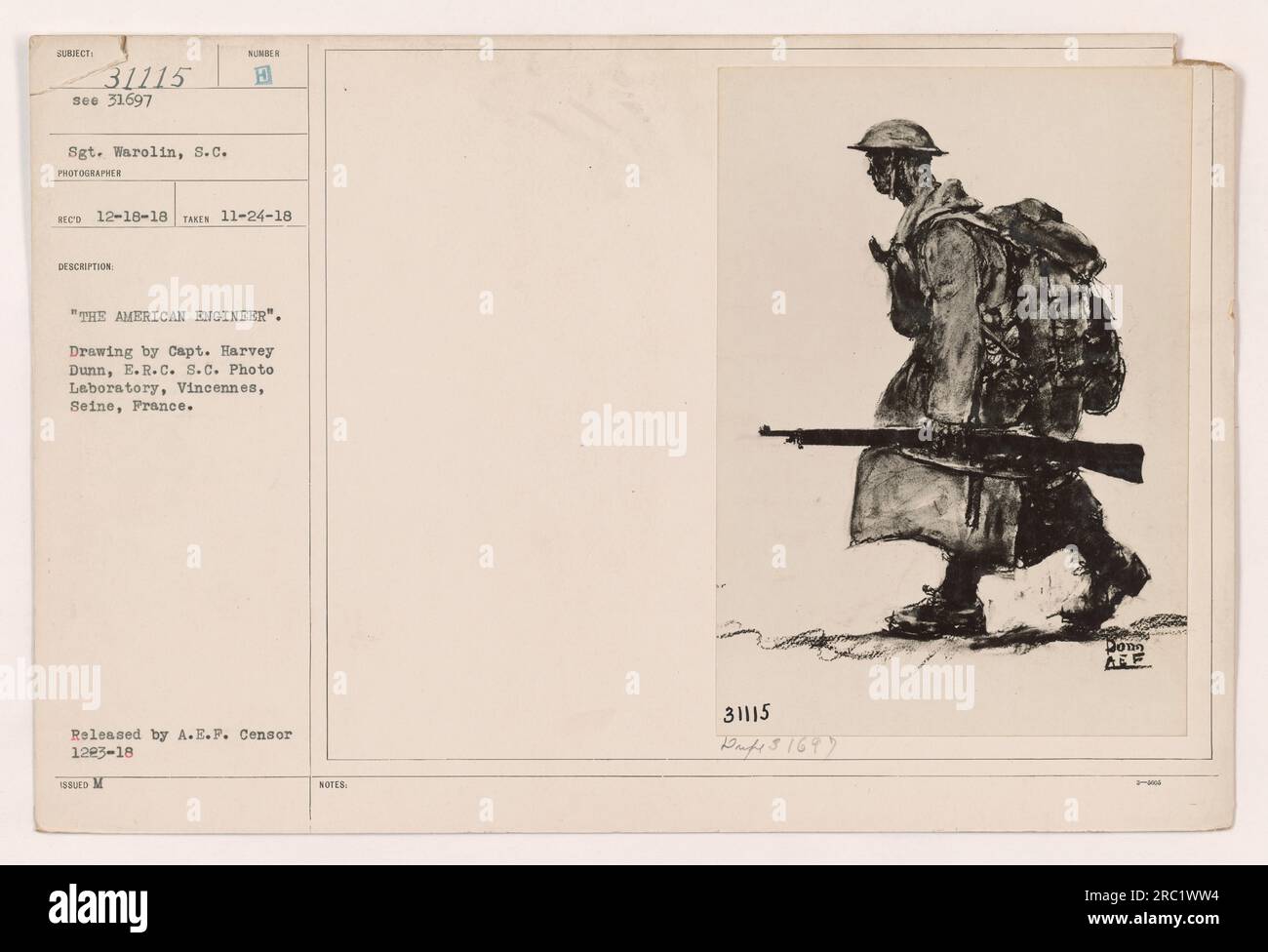 American soldiers conducting engineering work during World War One ...