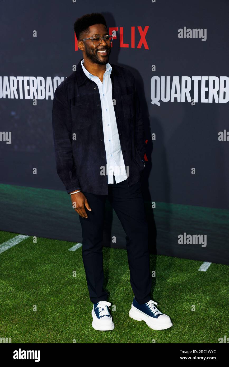 CBS Mornings co-host Nate Burleson arrives for the premiere of Netflix ...