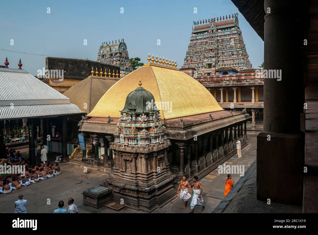 Golden tiled Chit Ambalam of Thillai Nataraja Temple, one of the five ...