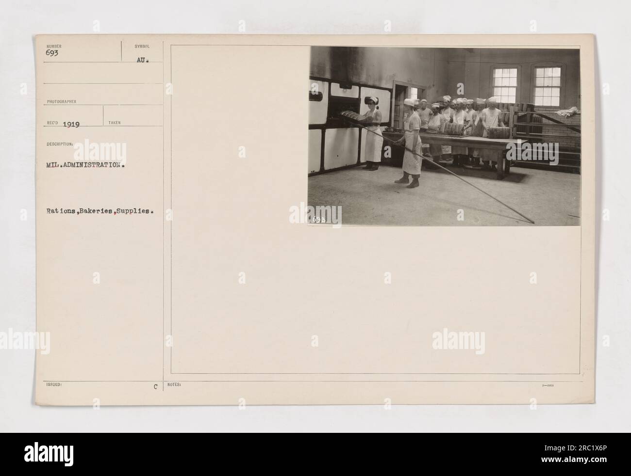 Soldiers working at the Camp bakery during World War I. This photograph ...