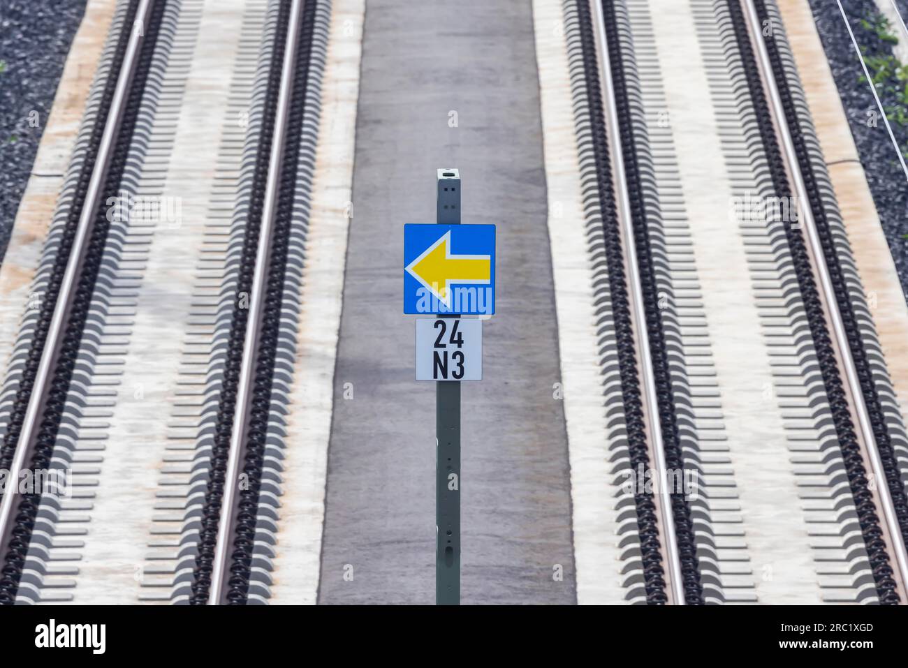 ETCS stop board with tracks, ETCS stop marker, a railway signal used ...
