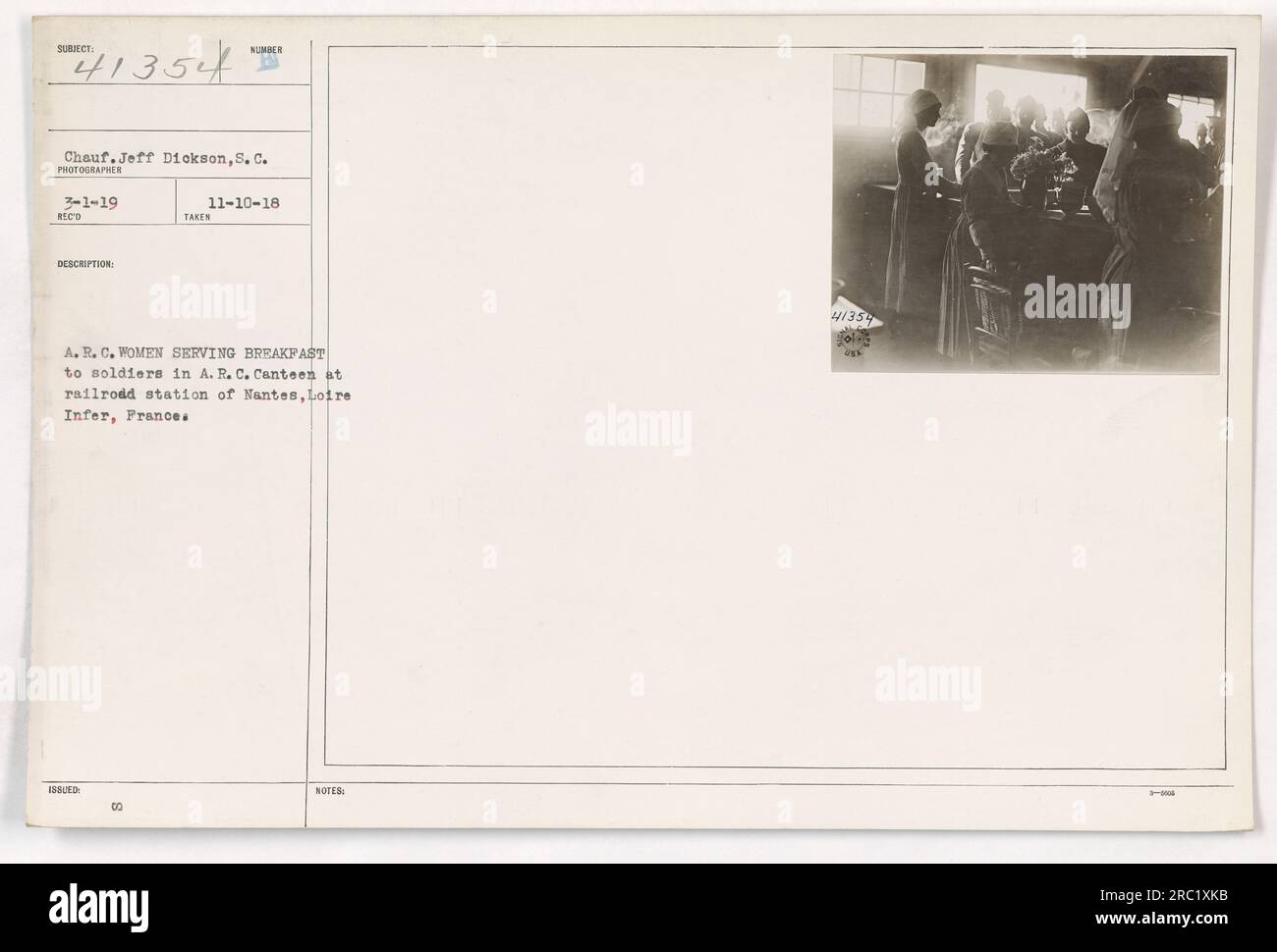Soldiers being served breakfast by American Red Cross women at a ...