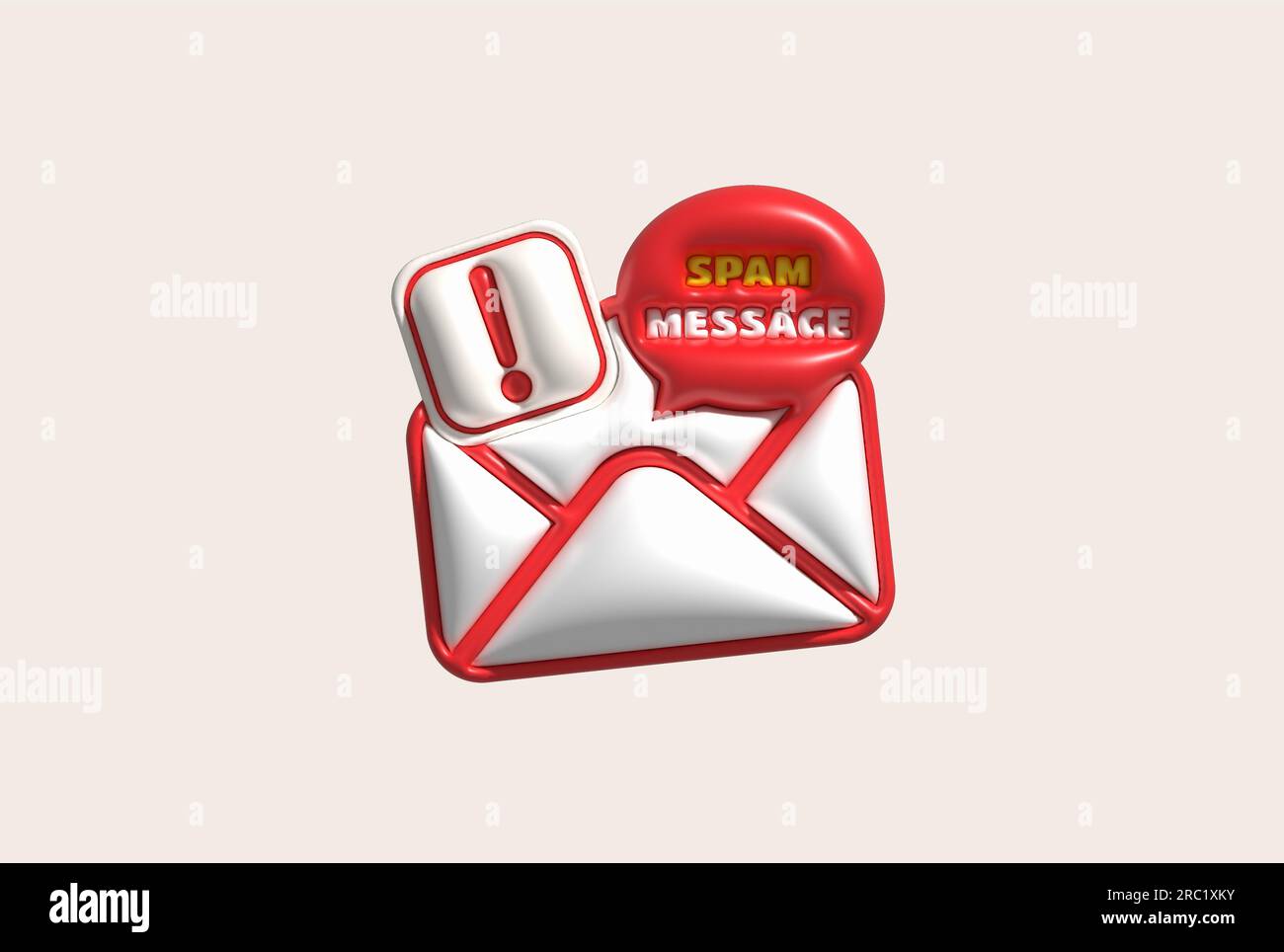 3D illustration. Mail, notification email and virus. Spam email pop-up ...