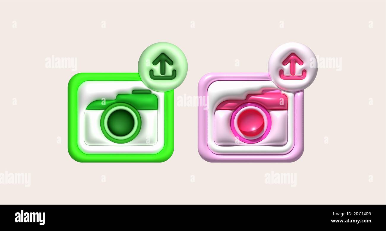 3d illustration icon upload image data in camera data loading symbol ...