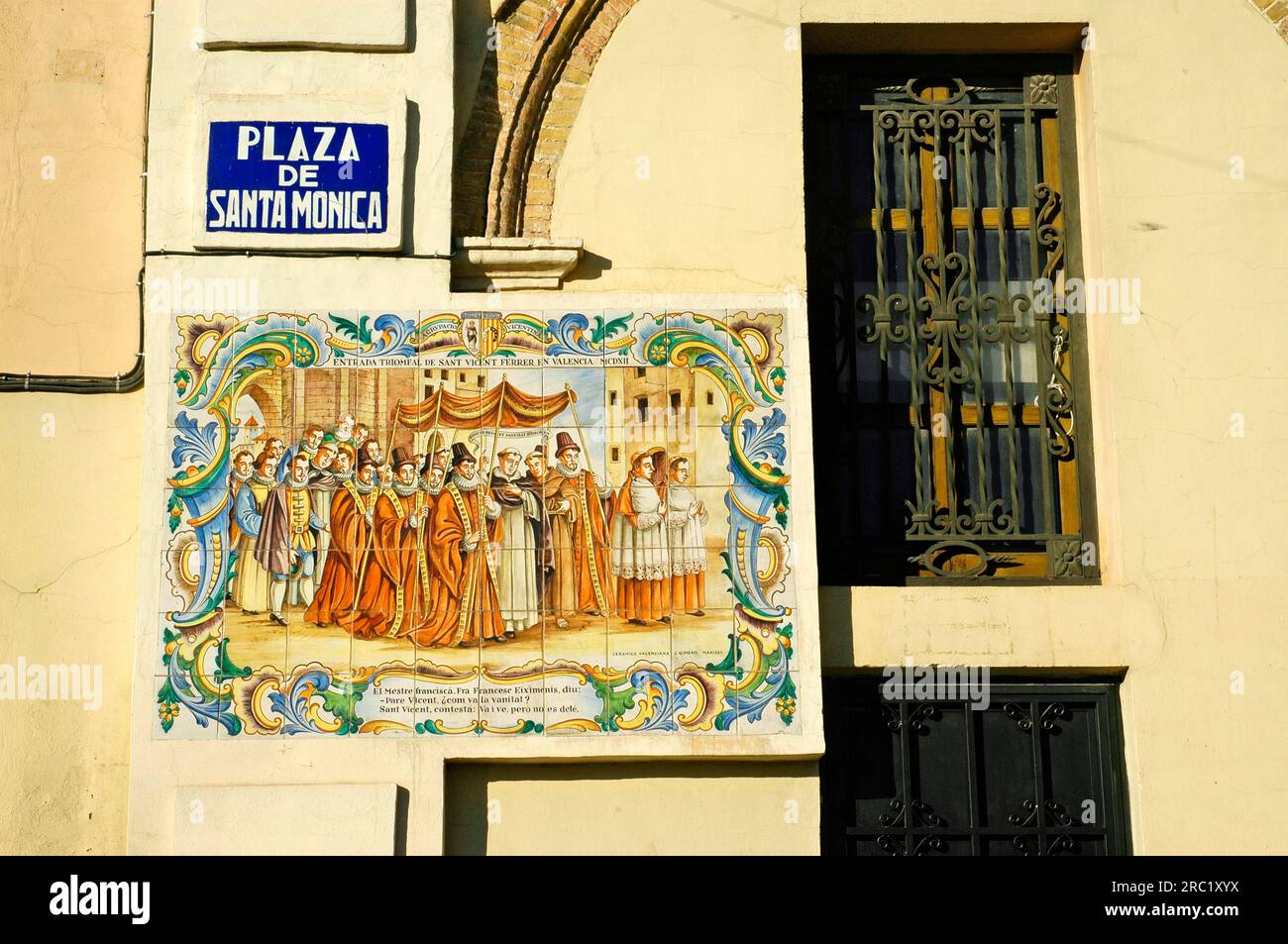 Painted tile picture, Plaza de Santa Monica, Valencia, Spain, ceramic ...