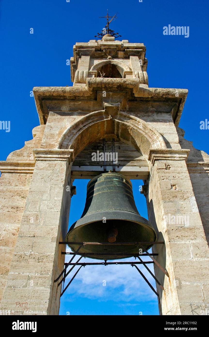 Cathedral bell tower, Miguelete, church bell, Valencia, Spain Stock ...