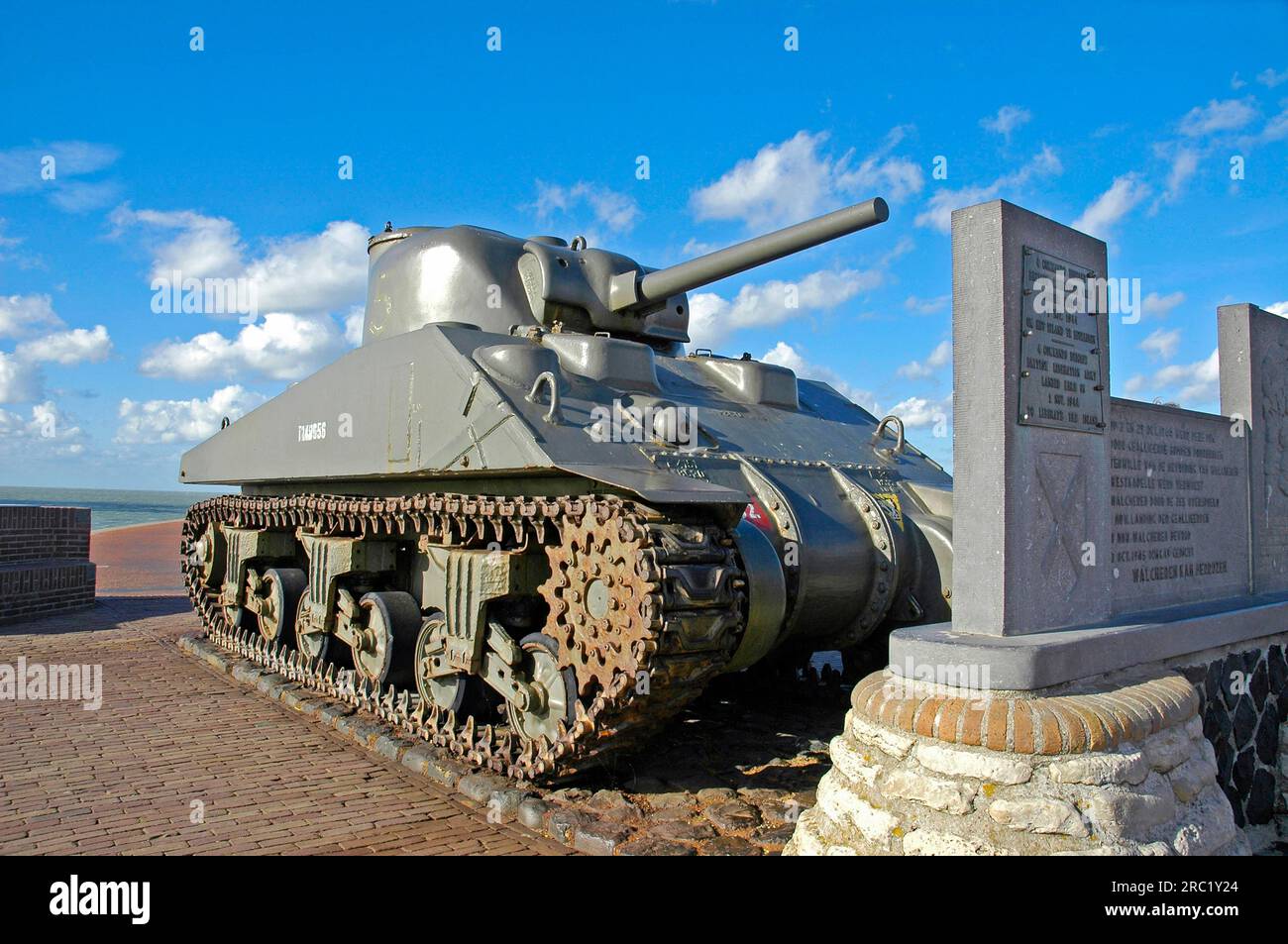 Tank memorial, war memorial, Westkapelle, Walcheren peninsula, Zeeland ...