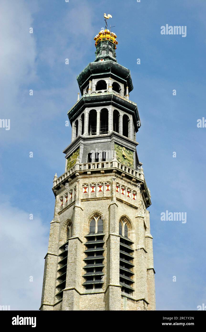 Church tower, Lange Jan church, Middelburg, Walcheren peninsula ...