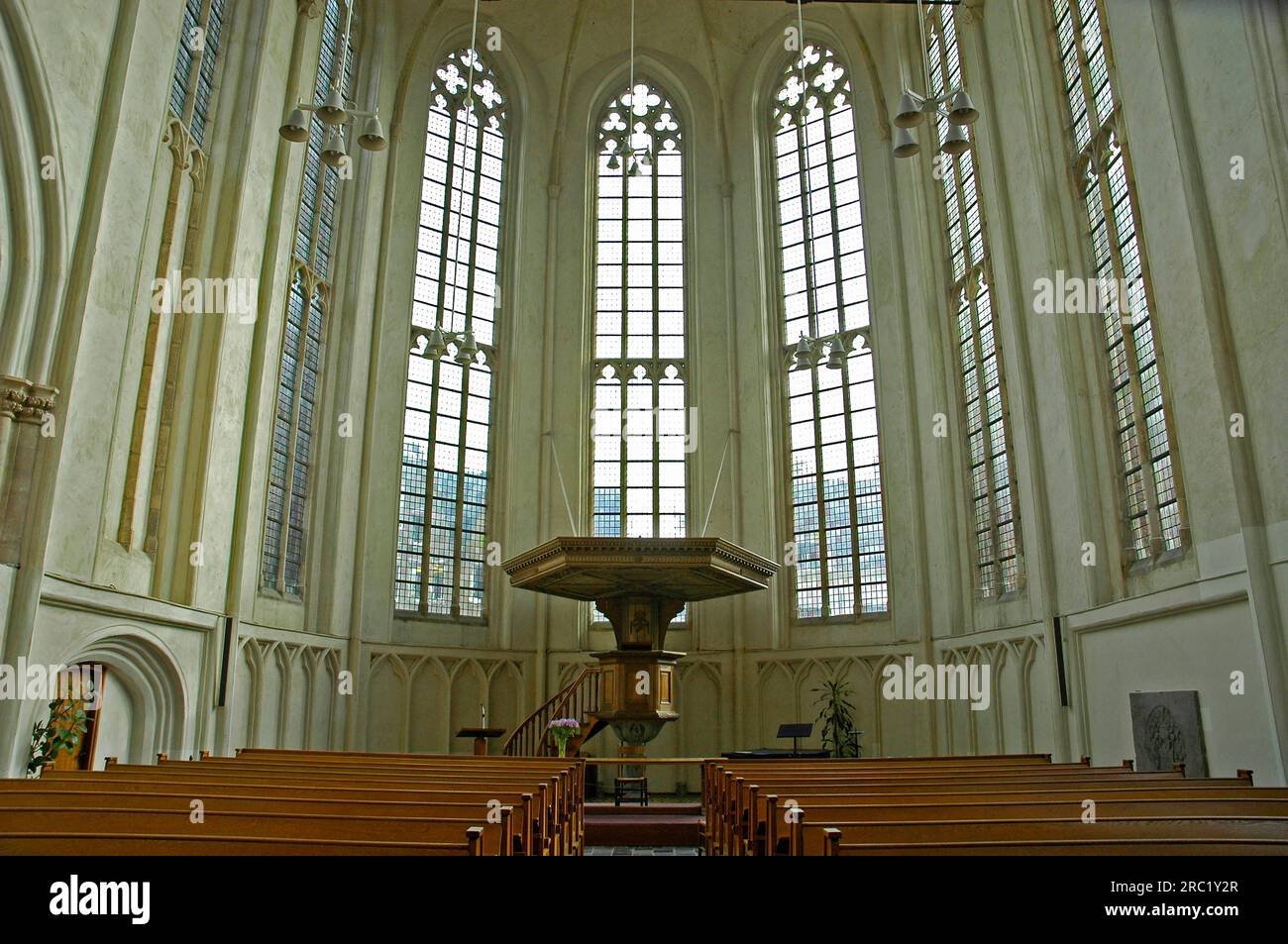 Interior with pulpit, Lange Jan Church, Middelburg, Walcheren Peninsula ...