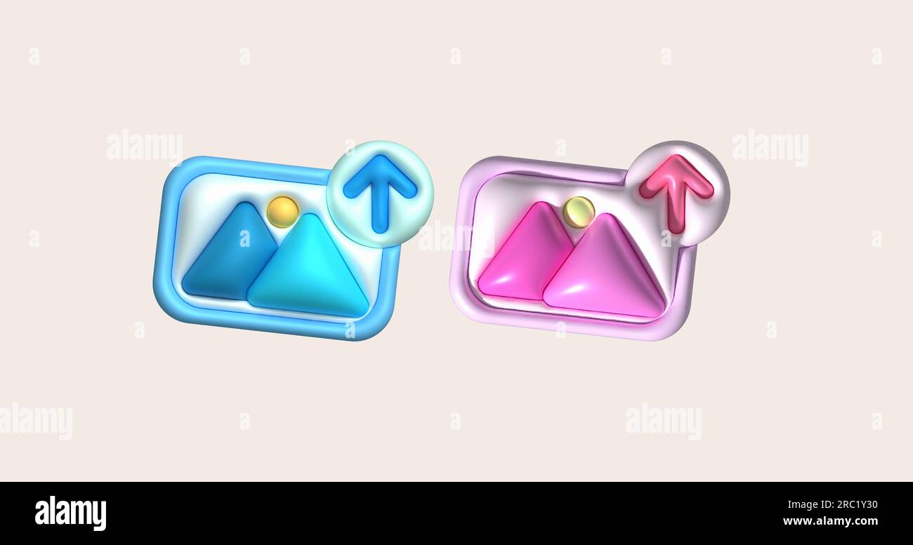 3d illustration icon upload image data data loading symbol Stock Vector ...